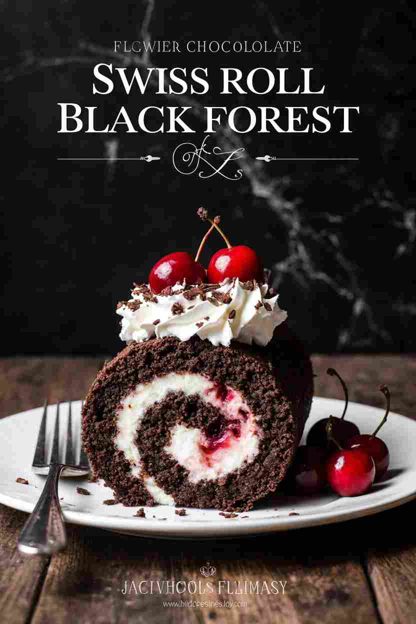 Swiss Roll Meets Black Forest Recipe | Cherry Chocolate