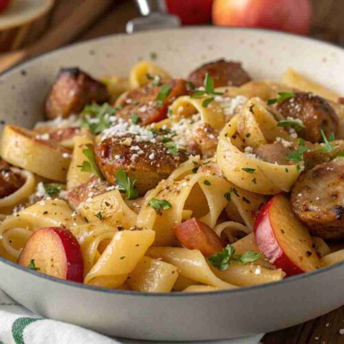Caramelized Onion, Apple & Sausage Pasta