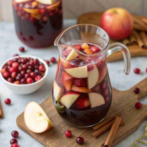 Easy Fall Sangria Pitcher with Apples & Cranberries