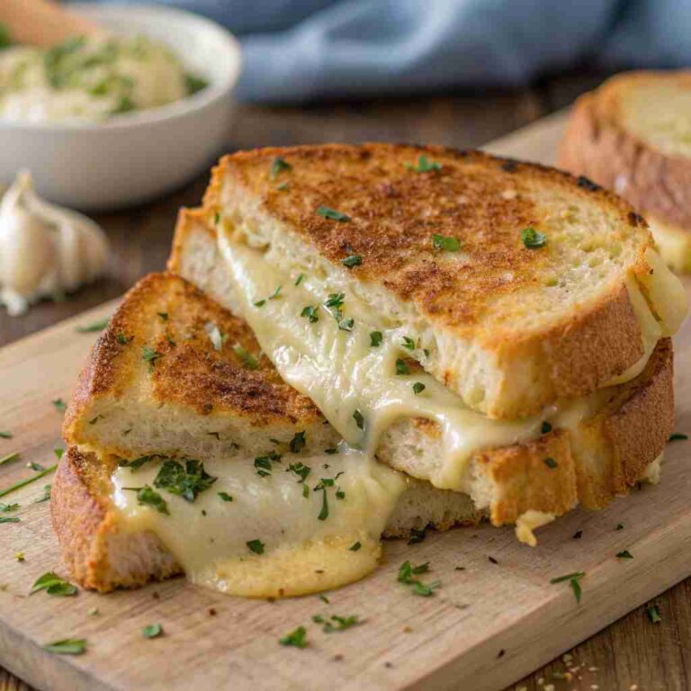 Garlic Bread Grilled Cheese Sandwich