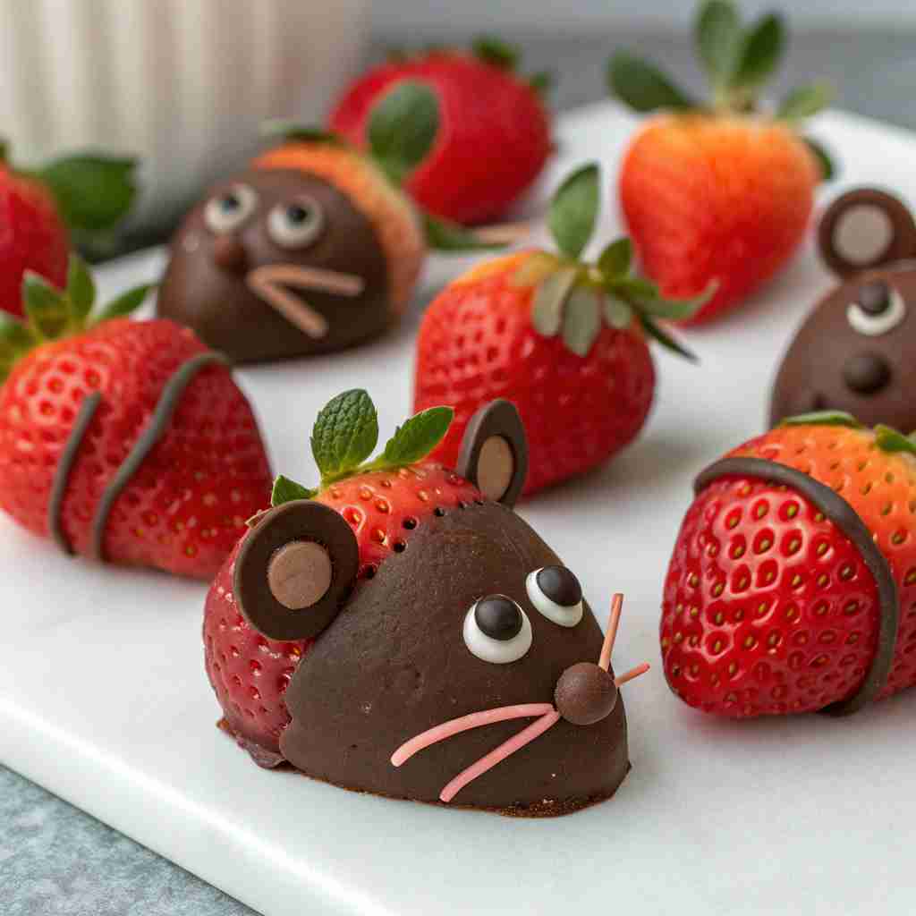 strawberry and chocolate fudge mice – Fun Party Treats