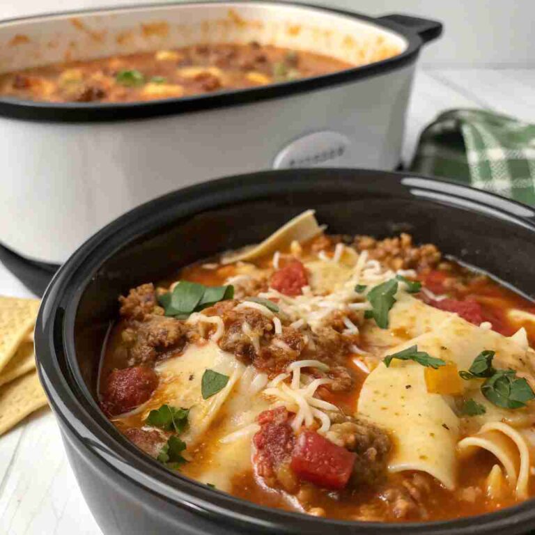 Crockpot Lasagna Soup - All the Flavors, None of the Layering
