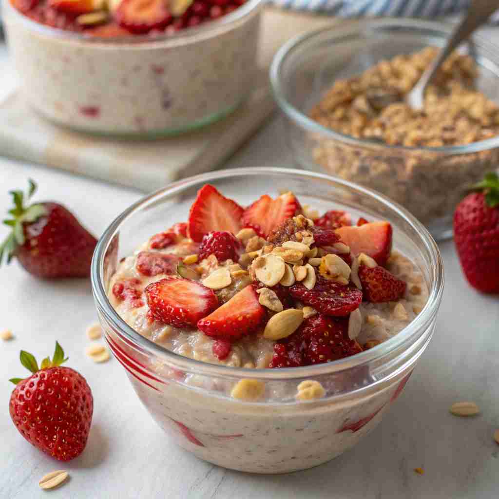 Strawberry Shortcake Overnight Oats Recipe - Dessert for Breakfast