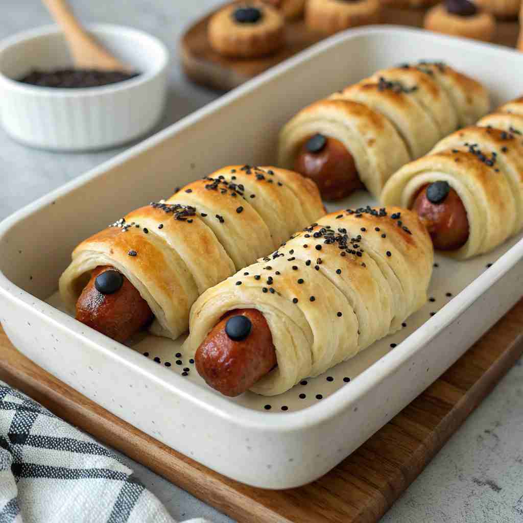 Halloween Sausage Mummies - Easy Crescent Roll Appetizer