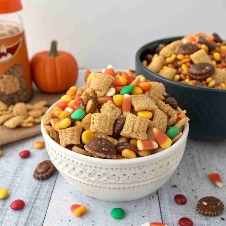 Peanut Butter Monster Munch Halloween Party Mix - Sweet and Salty Snack